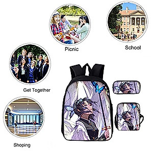 Fdetfs Anime Demon Slayer School Backpack, Set 3 Piece Students Schoolbag, Anime Bag for Teens Boys and Girls-Shinobu I