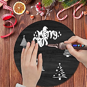 12 Inch Black Blank Unfinished Wooden Circle Sign Round Hanging Decorative Wood Plaque Wooden Sign with Ropes for DIY Crafts, Door Hanger, Sign, Wood Buring, Painting, Christmas Decor