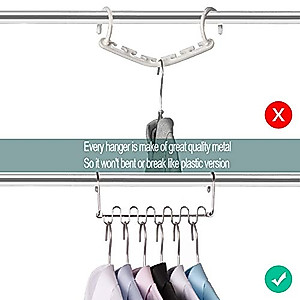 Meetu Magic Cloth Hanger Space Saving Hangers Metal Closet Organizer for Closet Wardrobe Closet Organization Closet System (Pack of 4)