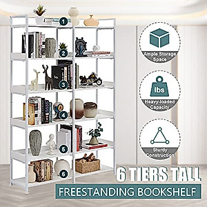 Merax 6-Tier Tall Bookshelf Bookcase, Freestanding Open Large Vintage Industrial Storage and Display Shelves for Home Office
