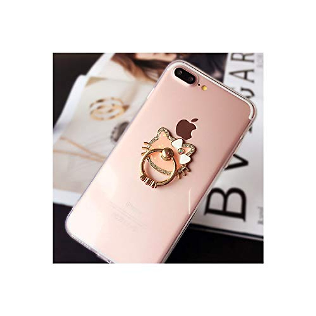 Alzcatek Finger Ring Stand 360 Degree Rotation, Thin Universal Phone Cute Cat Ring Holder Compatible Smartphones