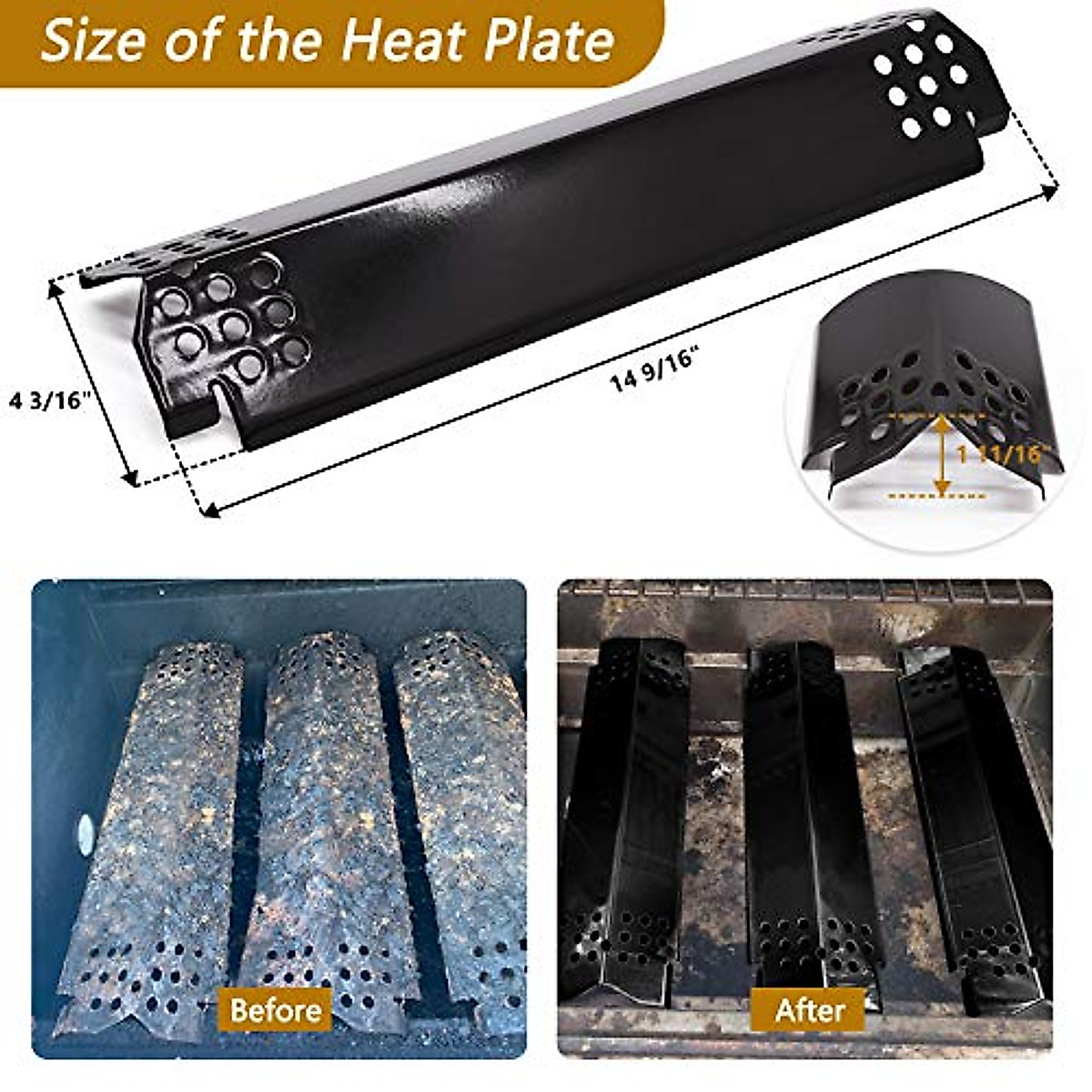 Replacement Parts for Nexgrill 720-0896B 720-0896C 720-0896E Deluxe 6 Burner Gas Grills, 6 Pack Burner Tubes, Flame Tamers Heat Shields Replacement for Nexgrill 720-0882A 720-0896 720-0925 Grills