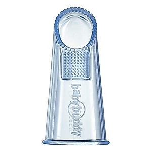 Brilliant Wipe N Brush by Baby Buddy, Silicone Toothbrush, Cleaner for Infants 4-16 Months Old, Use with Dental Wipe, Infant Oral Cleaning Products, Baby Registry Must Haves, Travel Accessories, Blue