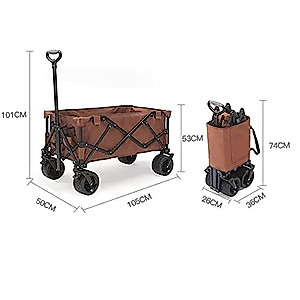 Folding Camping Cart Outdoor Push Wagon Trolley Trailer Transport Free Standing Collapsible Utility Grocery Rolling Buggies Garden Sport Wagons (Color
