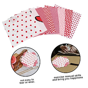 STOBOK 8 Sheets Love Fabric Decor Heart Printing Fabric Patchwork for DIY Valentine Quilting Fabric Heart Printing Patchwork DIY Valentine's Day Patchwork Cotton Red Line Manual