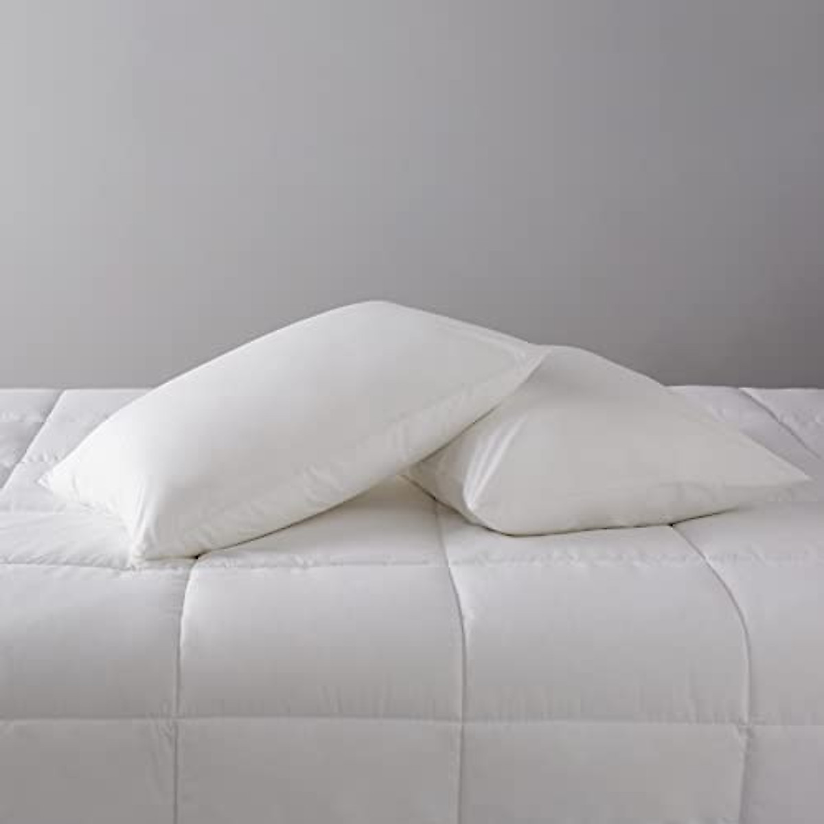Amazon Basics Down Alternative Bed Pillows, Medium Density for Back and Side Sleepers - Standard, 2-Pack,white