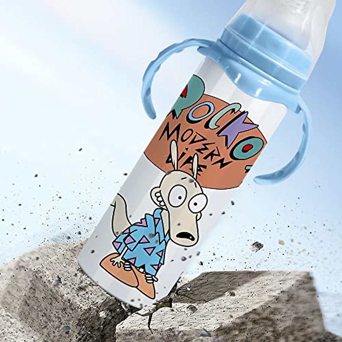 AGH 8OZ Sublimation Sippy Cups with Blue Handle, 4 Pack Sublimation Blank Kids Stainless Steel Tumblers Anti-drop Baby Bottle Stainless Steel Insulated Toddler Water Cups