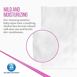 Dynarex Baby Wipes - Non-Alcohol Wipes for Babies with Lanolin & Aloe to Moisturize Skin - Resealable Soft Pack - Unscented - 5x7", 80 Wet Wipes per Pack, 24 per Case