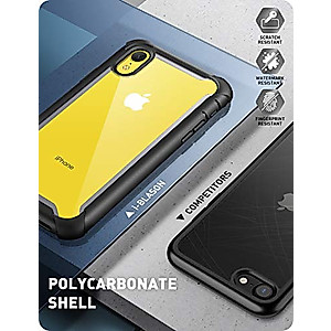 i-Blason Ares Case for iPhone XR 2018, Full-Body Rugged Clear Bumper Case with Built-in Screen Protector (Black)