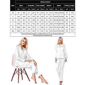 SWOMOG Long Sleeve Pajamas Set Silk Satin Sleepwear Button Down Pjs Loungewear with Pocket White Small
