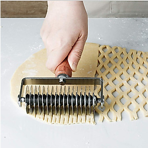AMPSEVEN Pastry Lattice Roller Cutter - Stainless Steel Dough Lattice for Pie Pizza Bread beef wellington Pastry Crust Roller Cutter
