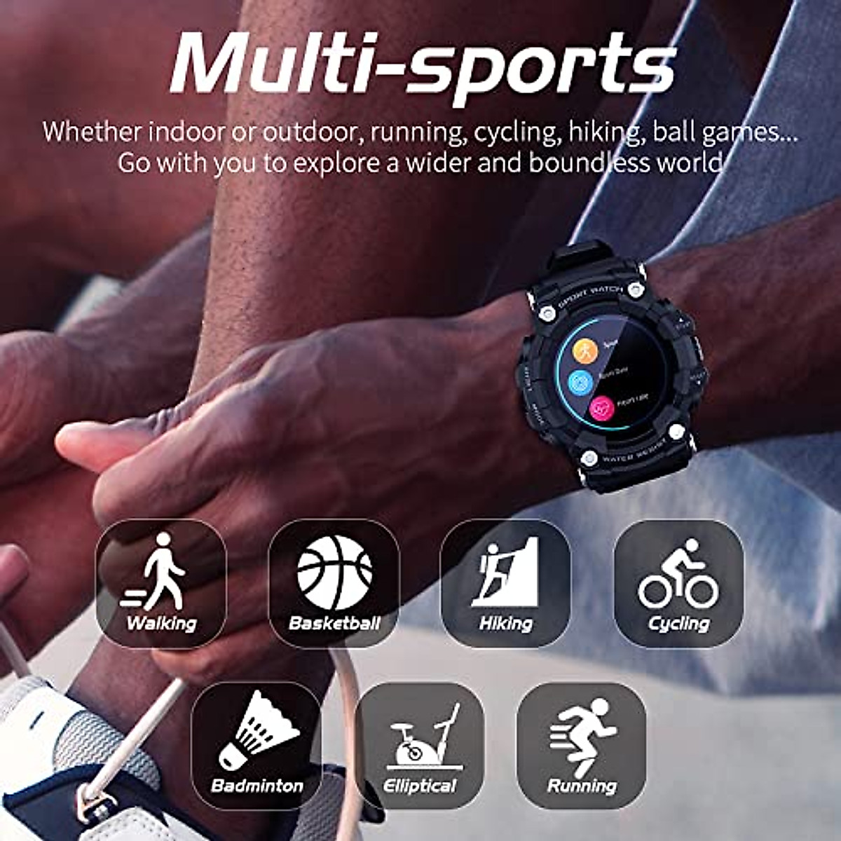 Military Smart Watch for Men IP6X Waterproof HD 1.3" Fitness Tracker Watch for Android & iOS iPhones with Heart Rate Blood Pressure Monitor Sports Tactical Watch for Adults