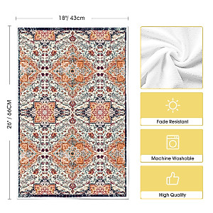 Artoid Mode Orange Flowers Bohemia Boho Kitchen Towels Dish Towels, 18x26 Inch Daily Seasonal Decoration Hand Towels Set of 2