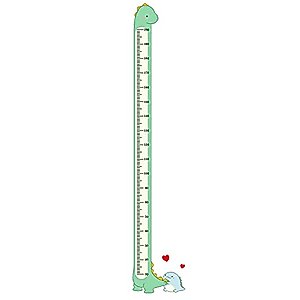 SUPERDANT 2 Sheets/Set Cartoon Height Growth Chart Wall Sticker Green Cute Cartoon Dinosaur Self-Adhesive Height Wall Decal for Play Room Nursery Bedroom Living Room Decor 35"x12"