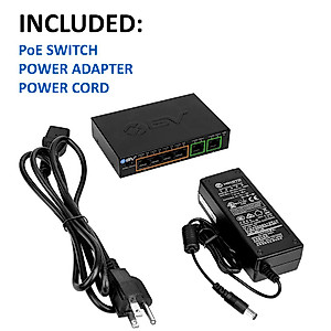 BV-Tech 6 Port PoE+ Switch (4 PoE+ Ports with 2 Ethernet Uplink and Extend Function) – 60W – 802.3at + 1 High Power PoE Port| Desktop Fanless Design | Plug & Play | Sturdy Metal Housing