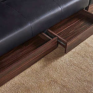 FULife Multi-Functional Futon Sofa Loveseat Convertible Sleeper Couch Bed Daybed with 2 Cup Holders, Drawers and Storage Box Can Be Used As Tea Table and Pedal for Living Room Small Space