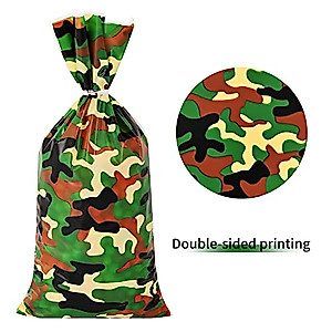 Lecpeting 100 Pcs Camouflage Treat Bags Camo Print Cellophane Candy Bags Plastic Goodie Storage Bags Army Party Favor Bags with Twist Ties for Camouflage Theme Birthday Party Supplies