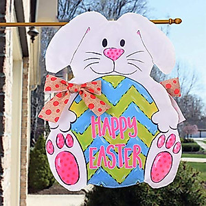 Spring Super Easter Bunny Eggs Garden Flag Welcome Home banner Double Sided Home decor Yard Garden Outdoor holiday Decorating 28" x 40"