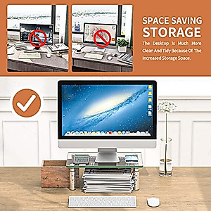 Hemudu Monitor Stand Riser, 3 Height Adjustable Laptop Stand Riser, Monitor Stand Riser 11.8"x 8.1" Stand for PC, Computer, Laptop Clear HD06T-001