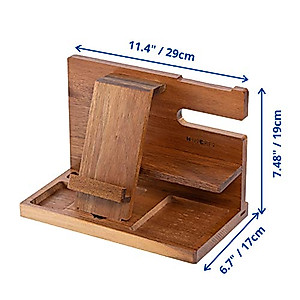 WUTCRFT - Wooden Phone Docking Station/Bedside Nightstand Organizer with Watch, Glasses, Wallet and Accessories Holder, Perfect as a Desk Organizer, Birthday gift, or Gifts for Men