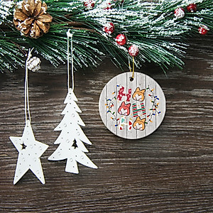 CZHEZEE Ho Ho Ho Cute Corgi - Christmas Ornament - Holiday Ceramic Keepsake 3.5" Flat Circle Porcelain - Ceramic Disk - Christmas Tree Ornament - Gifts Idea for Christmas Keepsake - Holidays Presents