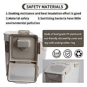 2 Pack Rice Storage Container 50 lbs, Airtight Flour Storage Containers Bin with Measuring Cup & Scoop, BPA Free Plastic Rice Dispenser for Flour, Rice, Grain Holder (Gray)