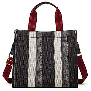 Tote Bag Hobo Bag for Women Canvas Shoulder Bag Chic Crossbody Bag Satchel Large Handbag Color Contrast Stripe
