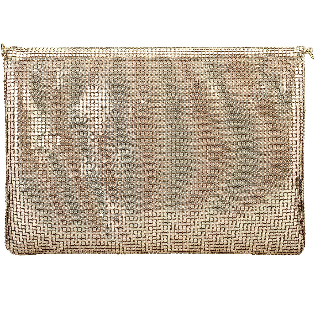Venoline Large Metal Mesh Evening Clutch Bag Convertible Handbag Tassel Purse Gold