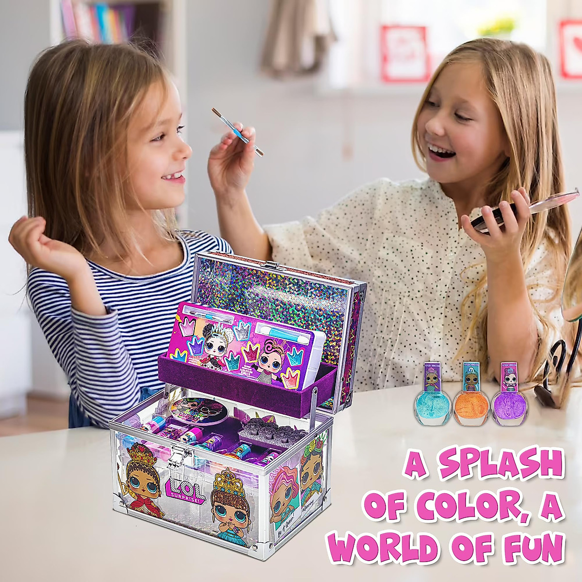 LOL Surprise Kids Makeup Kit for Girls, Real Washable Beauty Toy Makeup Set, Girls Beauty Gift, Play Makeup and Pretend Play Toys Ages 3 and Up, Townley Girl