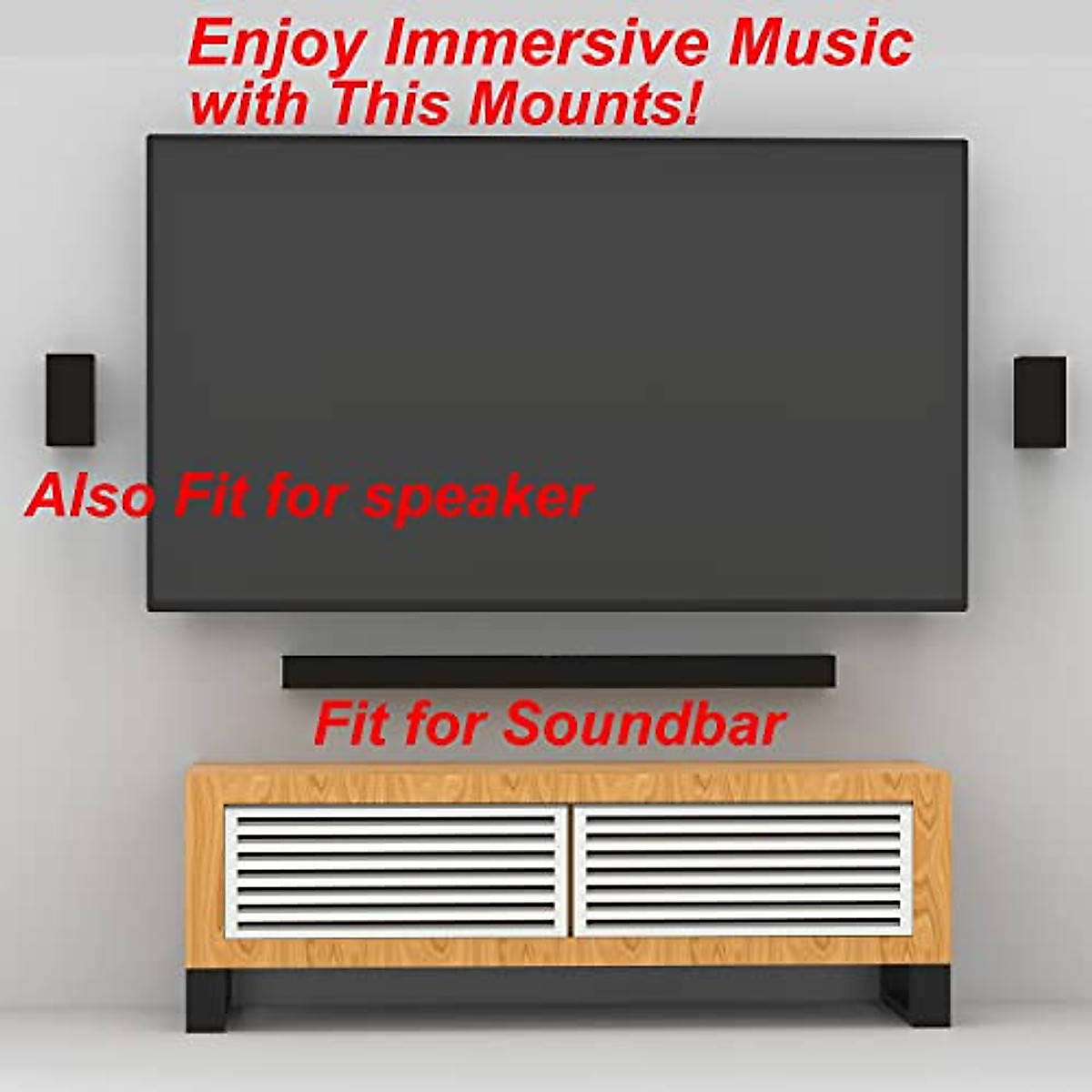 Vdsvksd Soundbar Mount for Vizio Sound Bar Mounting Brackets, Speaker Wall Mount for Sony Sound Bars Mounts Under TV, Surround Speaker Brackets for Samsung Soundbars and More