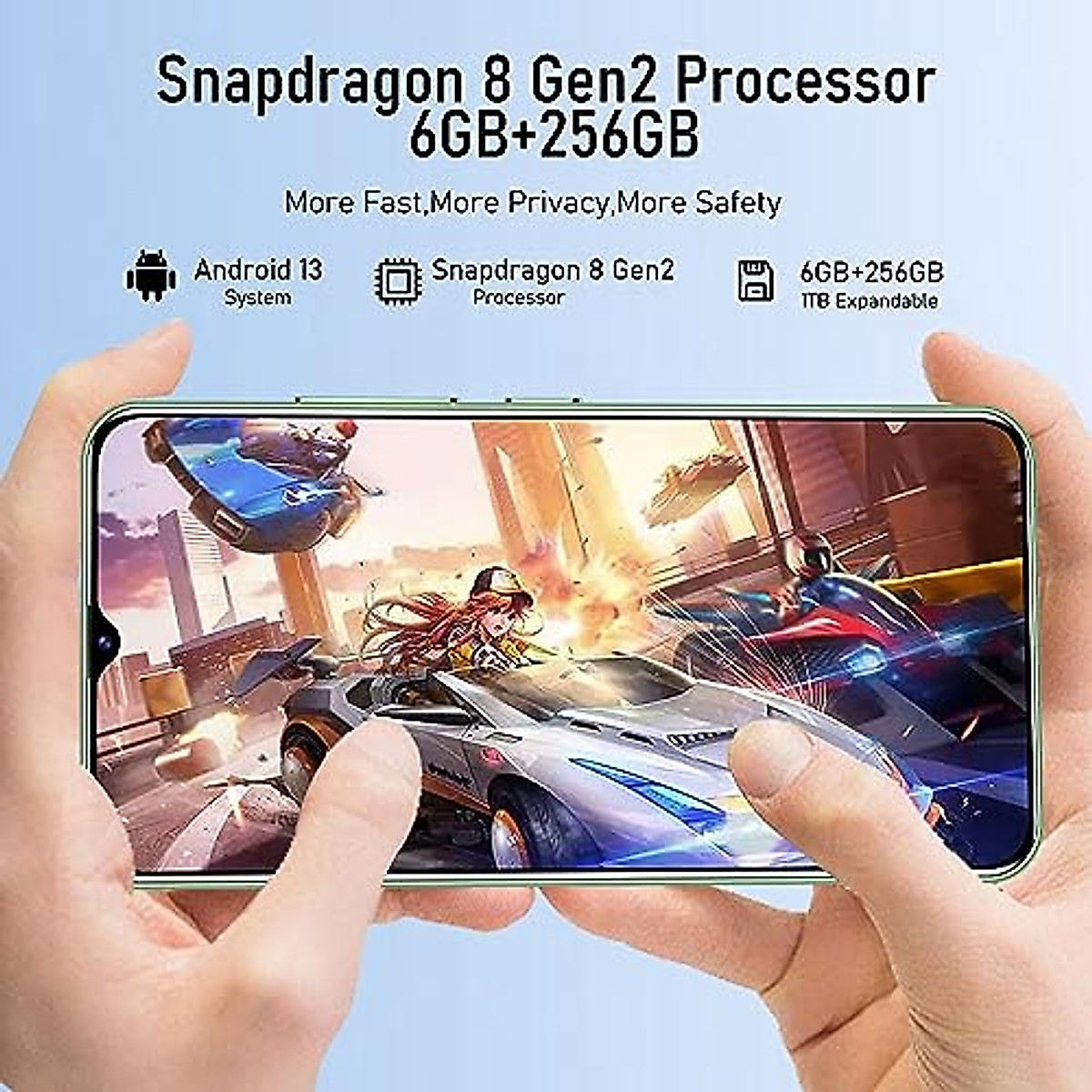ExAchat C23 Android 13 Phone Unlocked, 7.2" FHD+ Display Octa Core 6GB+256GB 4G/5G Smartphone 108 MP Camera 5800mAh Dual SIM Cell Phones Unlocked/GPS/Fingerprint Unlock/Face ID
