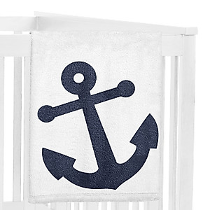 Sweet Jojo Designs Nautical Sailor Boy Girl Milestone Blanket Monthly Newborn First Year Growth Mat Baby Shower Memory Keepsake Gift Picture - Navy Blue White Anchors Ocean Sailboat Sea Gender Neutral