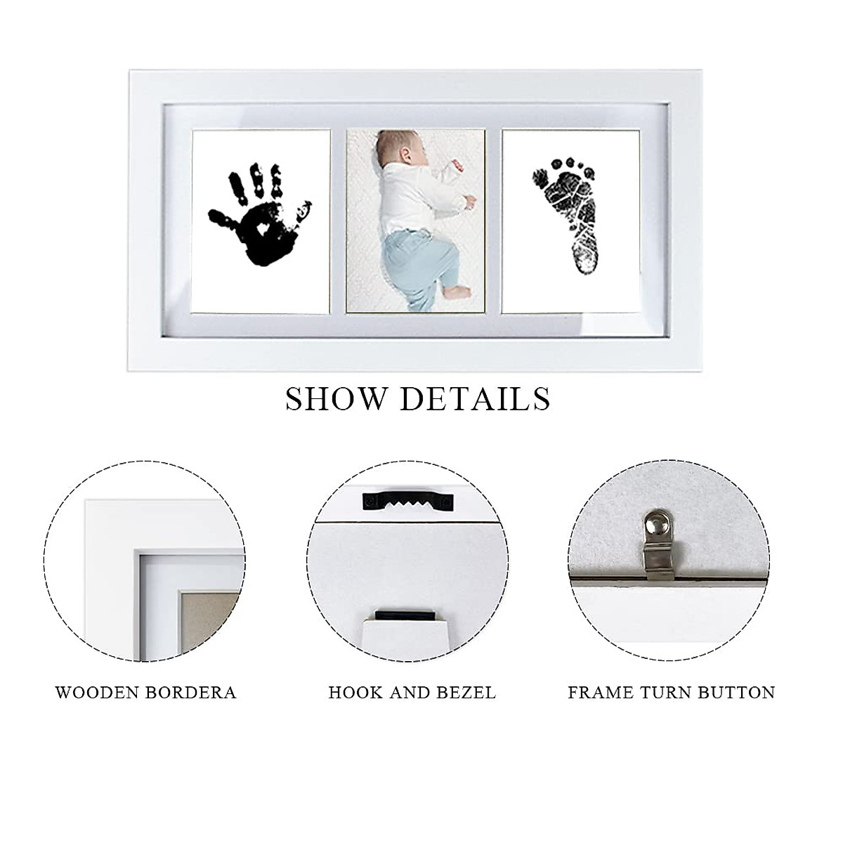 ASmileIndeep Baby Hand and Footprint Kit, New Born Baby Girls Gift, Registry, Baby Gifts, Newborn Keepsake Baby Handprint Kit, Baby Shower Gifts, Baby Milestone, Nursery Decor, Memories (White)