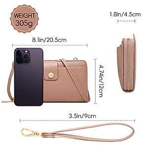 PRETTYZYS Wallet Women Rfid Crossbody Bag Handbag - Handmade Blocking Wristlet Clutch Zipper for Ladies Teenage Girls – Cell Phone with Coins Credit Cards Cash Pockets, Pink