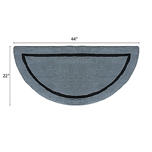 COTTON CRAFT Pure Wool Fireplace Rug - Half Moon Hearth Rug - Fire Resistant Hand Tufted Accent Carpet - Entryway Anti Fatigue - 22x44 - Charcoal Grey