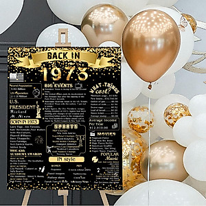 SRuntoo 50th Birthday Gifts for Men Women, 50 Year Old Happy Birthday Greeting Card for Mom Dad Husband Wife, Unique 50 Bday Anniversary Decorations Ideas for Friends Parents, Back In 1973, BlackGold