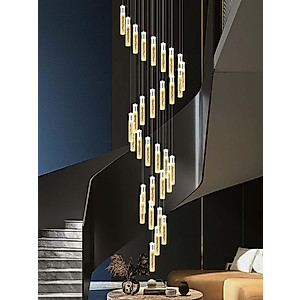 IDEQUY Large Crystal Chandeliers for High Ceilings 32-Lights Silver 150in Spiral Crystal Column Chandelier for Foyer Entryway LED Dimmable 3000K-6000K