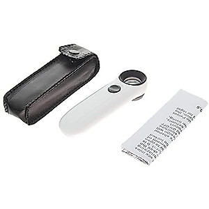 Handheld 40x High Power Hand Held Magnifier Magnifying Glass with 2-LED Light (White with Black)