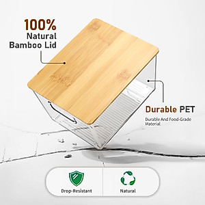 Stackable Storage Bin for Pantry Front Open & Enclosed Sets, Kitchen Counter Organizer Basket for Potato, Onion, Garlic, Fruit, Vegetable, Produce, Clear Plastic Storage with Lid&Handle(2+2Sets)