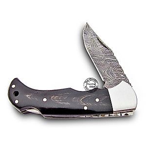 Hunting Edge Buffalo Horn 6.5'' 100% Handmade Damascus Steel Folding Pocket Knife 100% Prime Quality