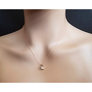 GNG 10k Rose Gold Natural Morganite Solitaire Pendant Necklace, 18" (6mm Round Morganite)