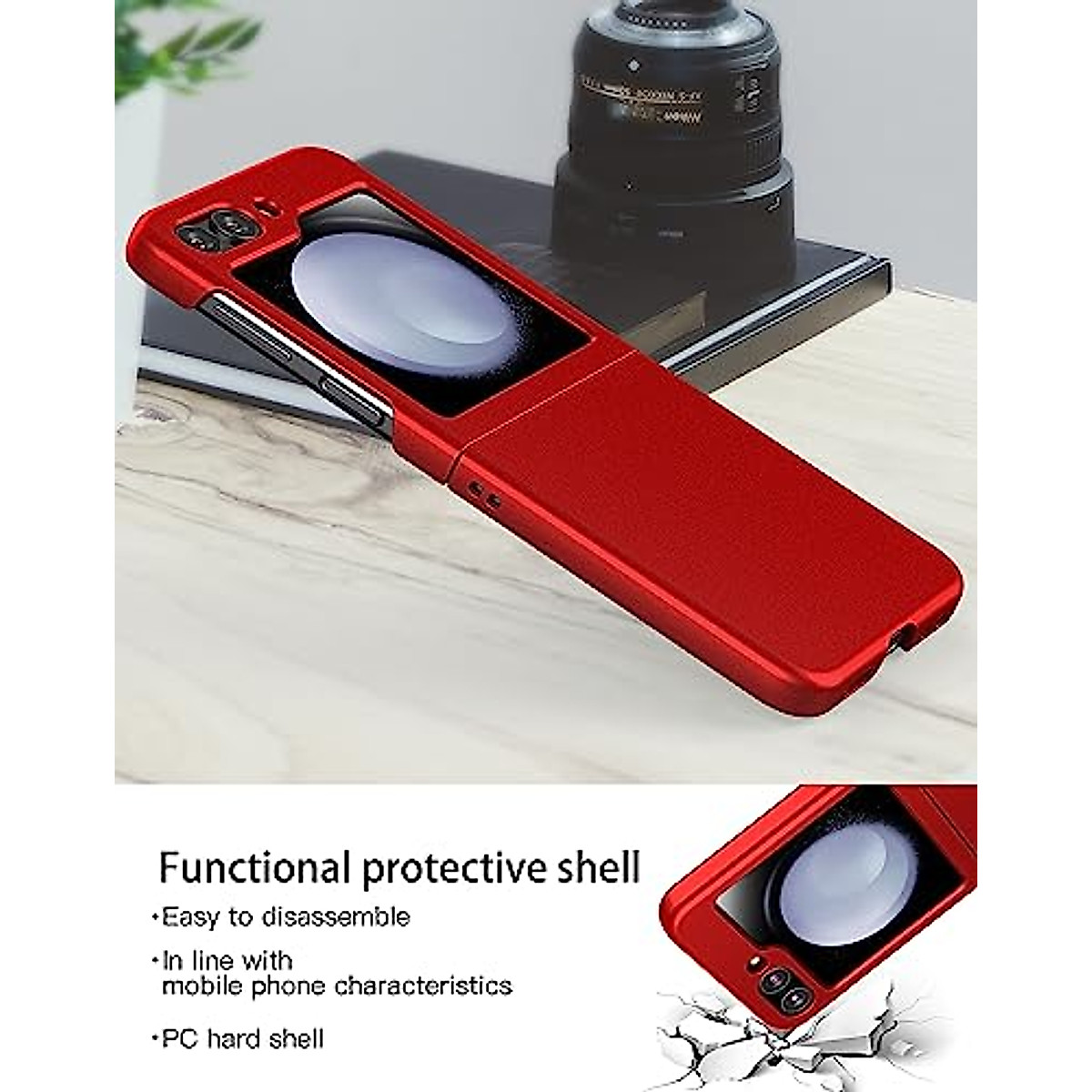 Foluu Slim Fit Case for Samsung Galaxy Z Flip 5 Case, Ultra Thin Matte PC with Non-Slip Grip Full Protection Protective Cover for Samsung Galaxy Z Flip5 5G 2023 (Red)