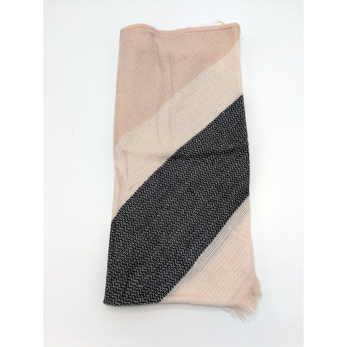 Wander Agio Womens Warm Scarf Triangle Winter Shawls Large Scarves Stripe Plaid Fichu Big Plaid Grey Pink 11