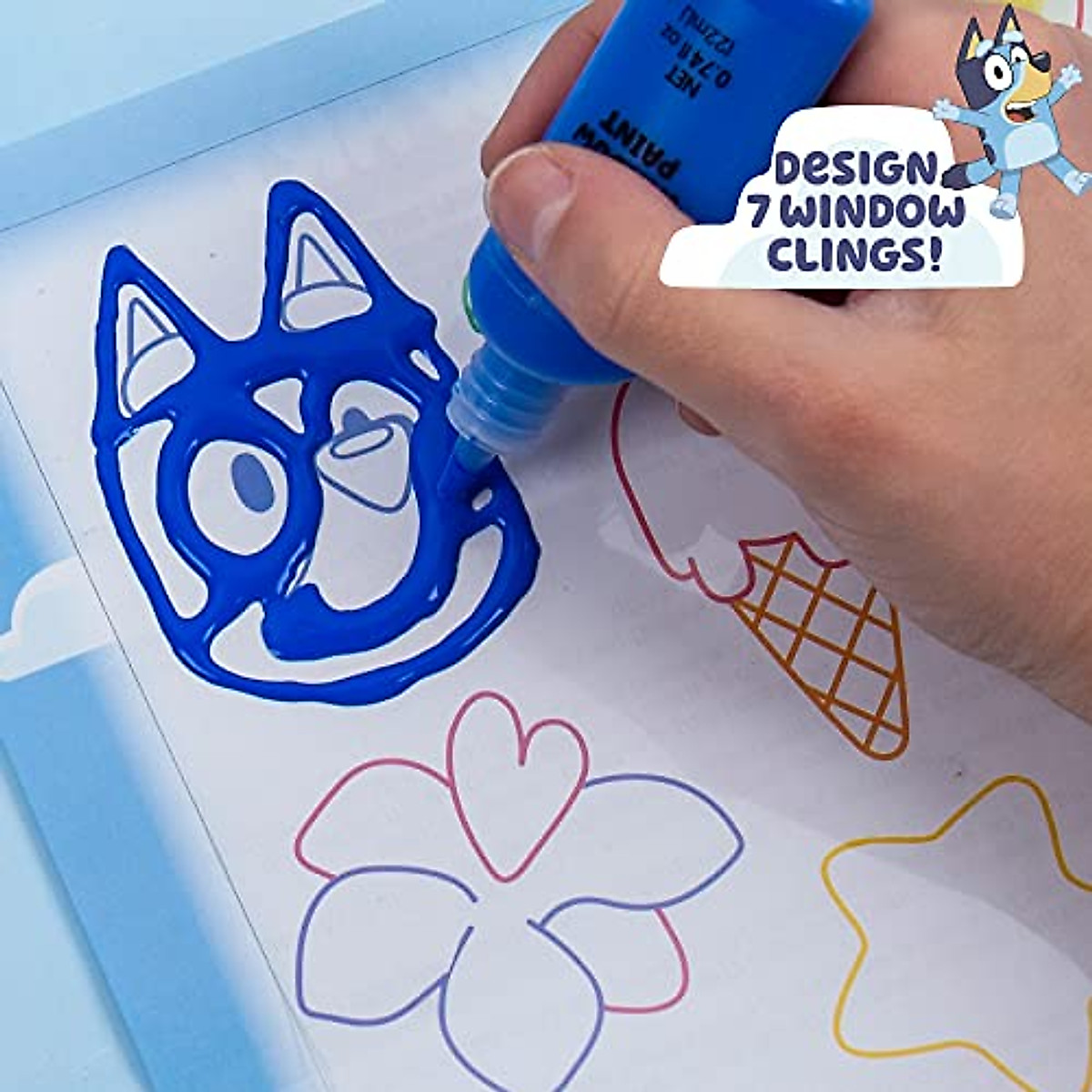 Bluey Window Art Suncatchers Kit for Kids to Paint, Great at-Home Kids Craft Activity or Bluey Birthday Party Idea, Toys for Kids Ages 3, 4, 5, 6