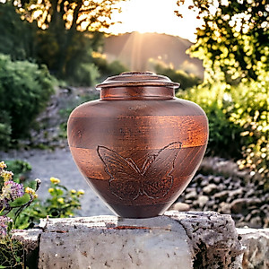 Hand Engraved Butterfly Funeral Cremation Urns for Human Ashes Adult Male Female - Pet Urns for Dogs Cat Ashes, Wooden Urns for Human Ashes, Urn Box for Ashes Keepsake