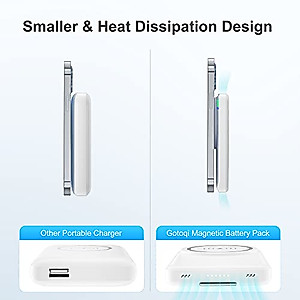 Gotoqi Mag Safe Battery Pack - 5000mAh Magnetic Wireless Portable Charger, Foldable Wireless Power Bank Stand for MagSafe Battery PD 20W Fast Charging for Apple iPhone 14 13 12 Pro Max Mini Plus