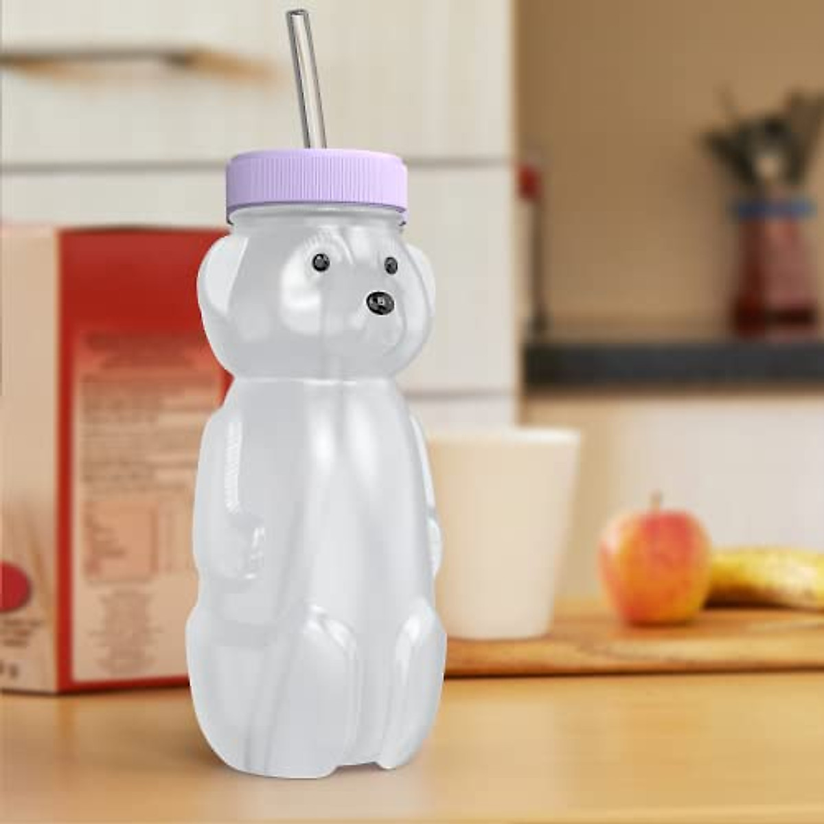 Honey Bear Straw Cup for Babies 3 pack; 8oz straw bear cup with improved safety lid design; honeybear baby cup straw; honey bear cup and honey bear bottle. Straw learning therapy cup(Unicorn- PURPLE)