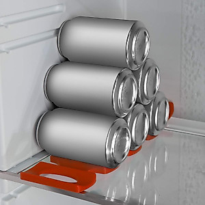 kwmobile Silicone Bottle Stacking Mat - Refrigerator Organizer to Stack Bottles, Cans, Beer, Soda - Non-Slip Holder Rack - Red