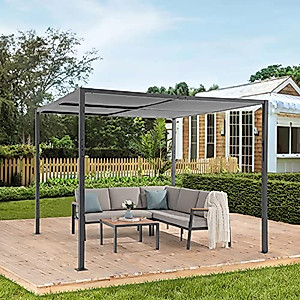 COBANA Outdoor Pergola, 9’ x 9’ Patio Aluminum Pergola Sun Shade with Adjustable Textilene Roof for Garden, Backyard, Lawn, Poolside