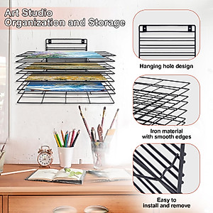 AshKiz Art Drying Rack, Small Hangable Paint Drying Rack, Wall Art Drying Rack with 8 Removable Shelves, Art Drying Rack with Screws for Classroom